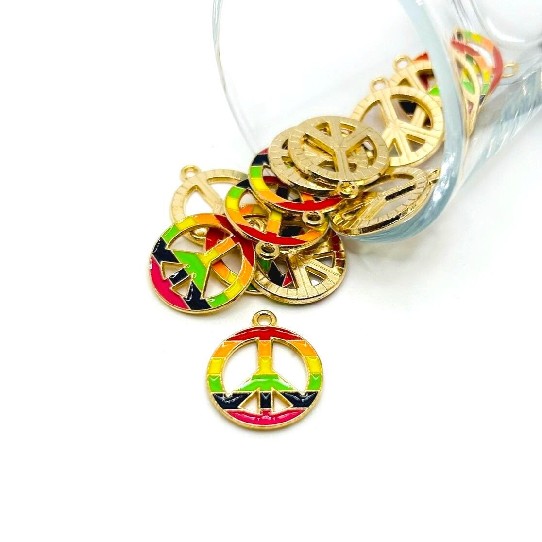 1, 4, 20 or 50 Pieces: Rainbow Pride Peace Sign Charms | Michaels