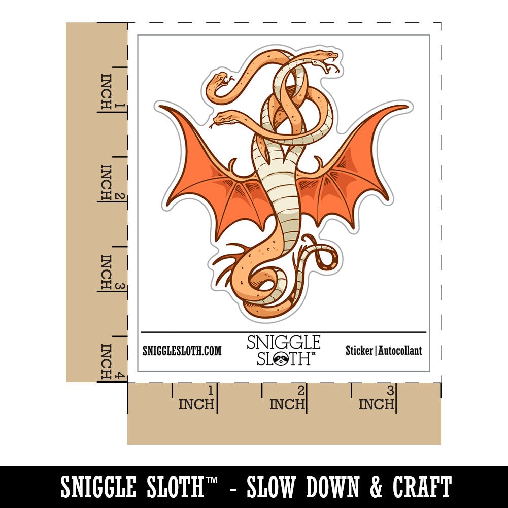 Water Bottle Sticker Set Winged Hydra Three Headed Snake Serpent Cute ...