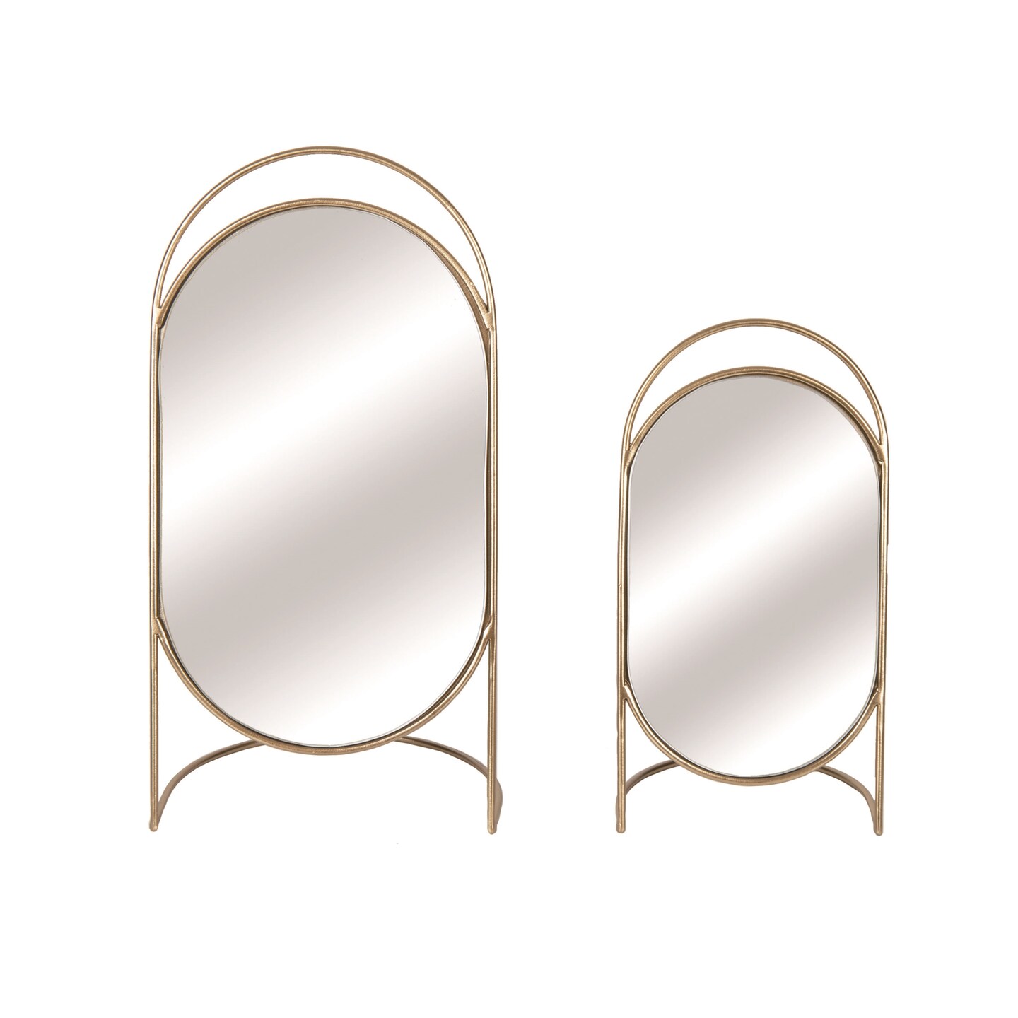 Transpac Metal 15.25 in. Gold Spring Rounded Brass Mirrors Set of 2 ...