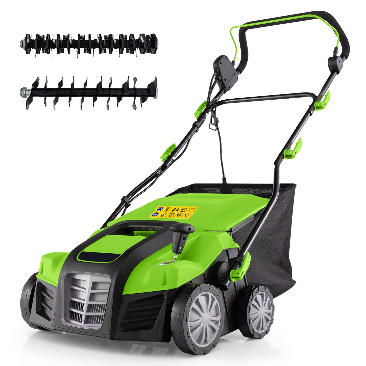 Metal Electric Lawn Dethatcher Scarifier with Adjustable Height and 14. ...