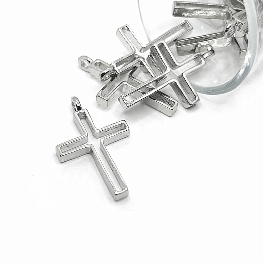 Silver Simple Open Cross Charms, 38x23mm | Michaels