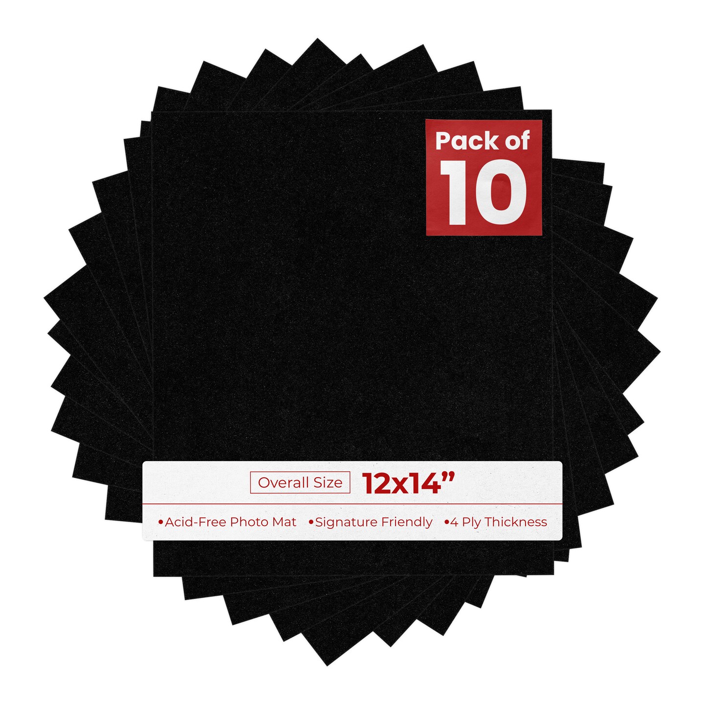 Black with Black Core 12x14 Uncut Mat Board - Blank Sheets, No Opening ...
