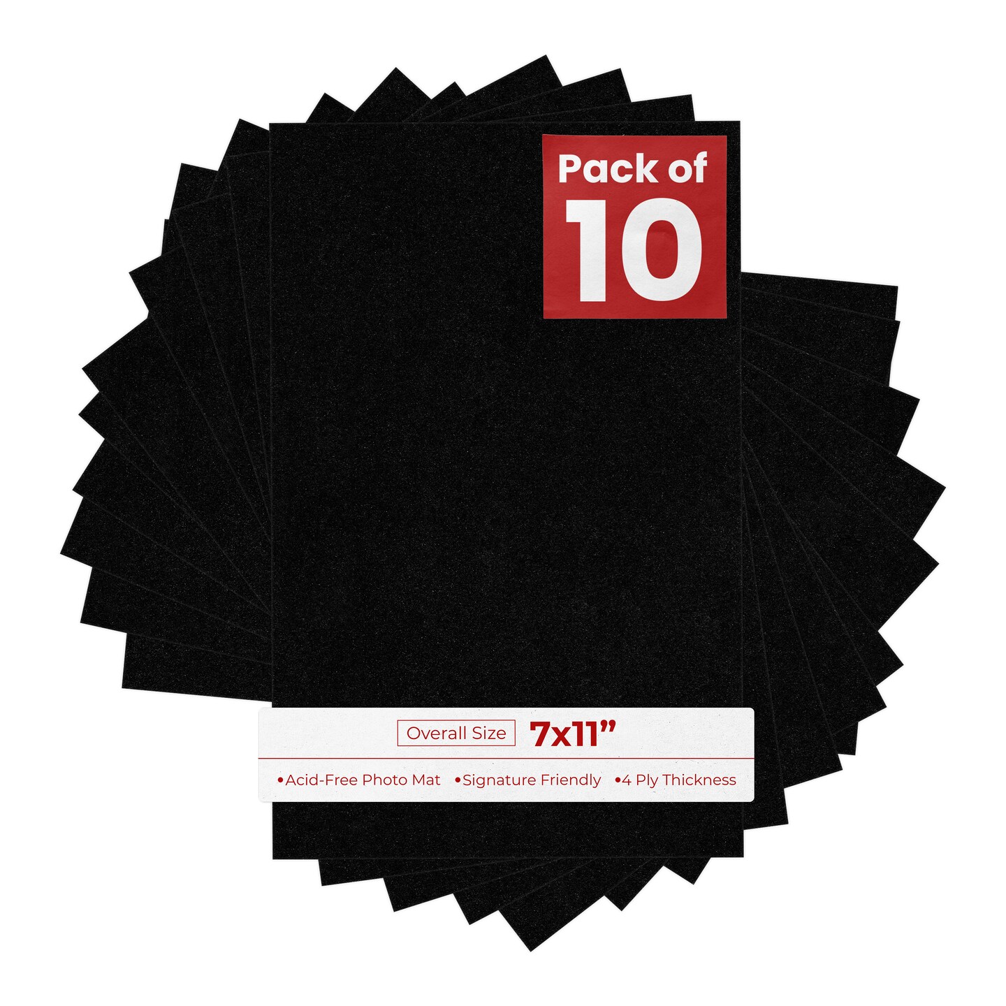 Black with Black Core 7x11 Uncut Mat Board - Blank Sheets, No Opening ...