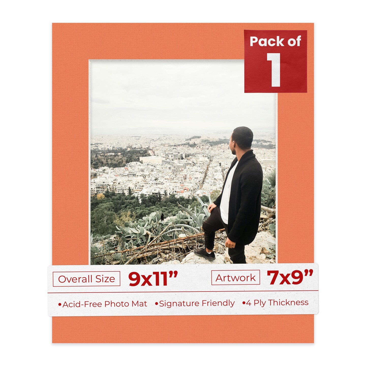 Carnelian Orange Mat Board for 9x11 Frames - Fits 7x9 Photos, Color ...