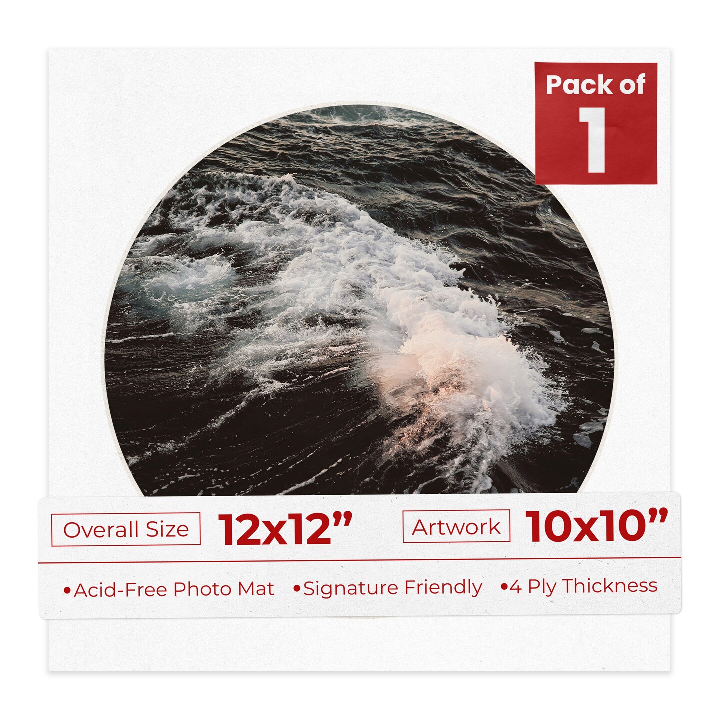 White with Black Core Mat Board for 12x12 Frames - Circle Opening for ...