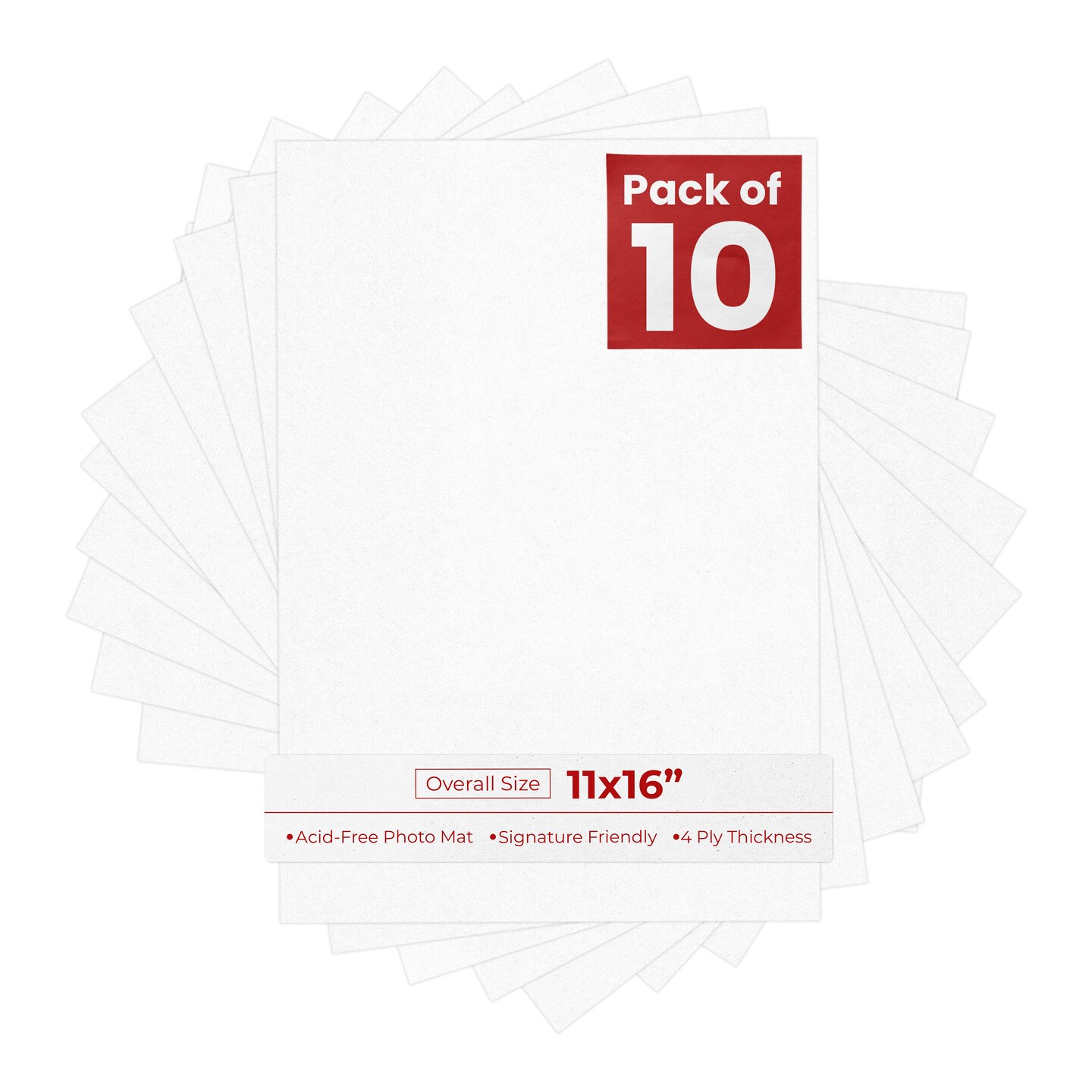 White with Black Core 11x16 Uncut Mat Board - Blank Sheets, No Opening ...