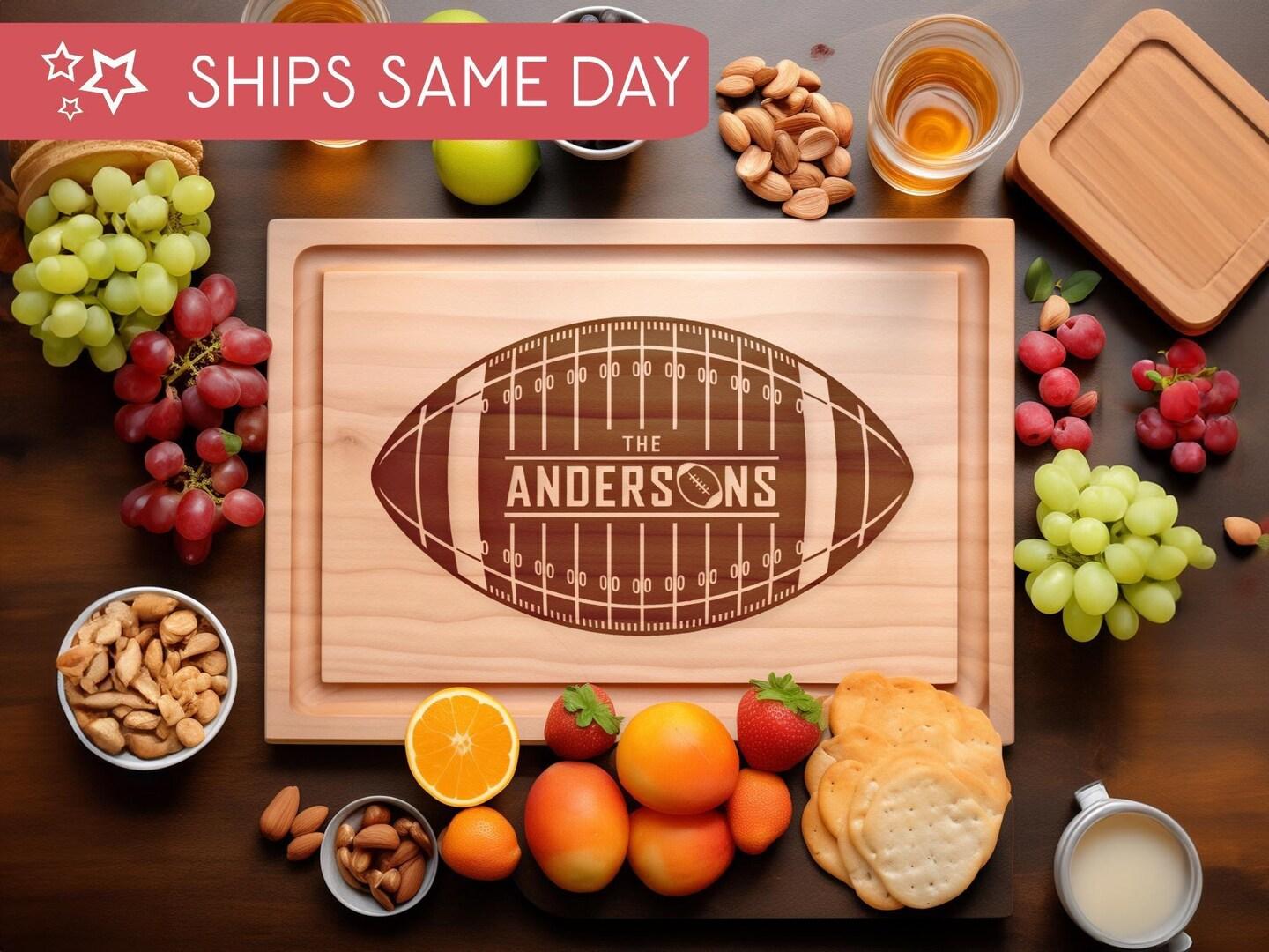 Personalized Football Cutting Board, Custom Football Field Cheese Board ...