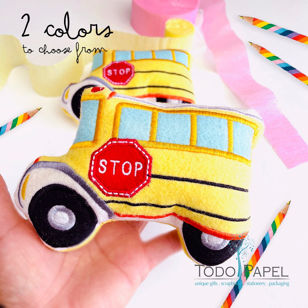 Cute School Bus mini Plushies. Back to School Mini pillow Stuffy, Felt ...