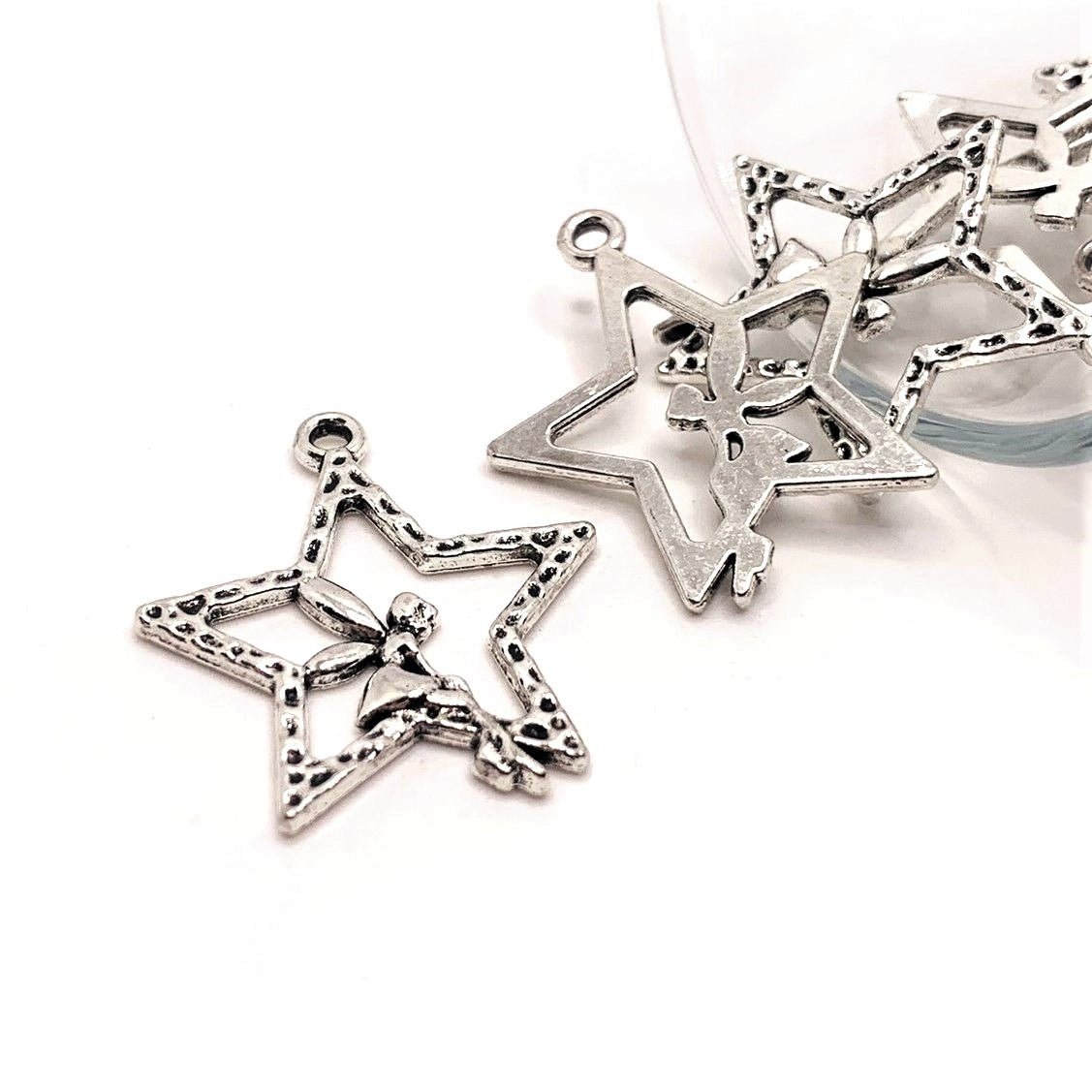 4, 20 or 50 Pieces: Silver Fairy on Star Charms | Michaels