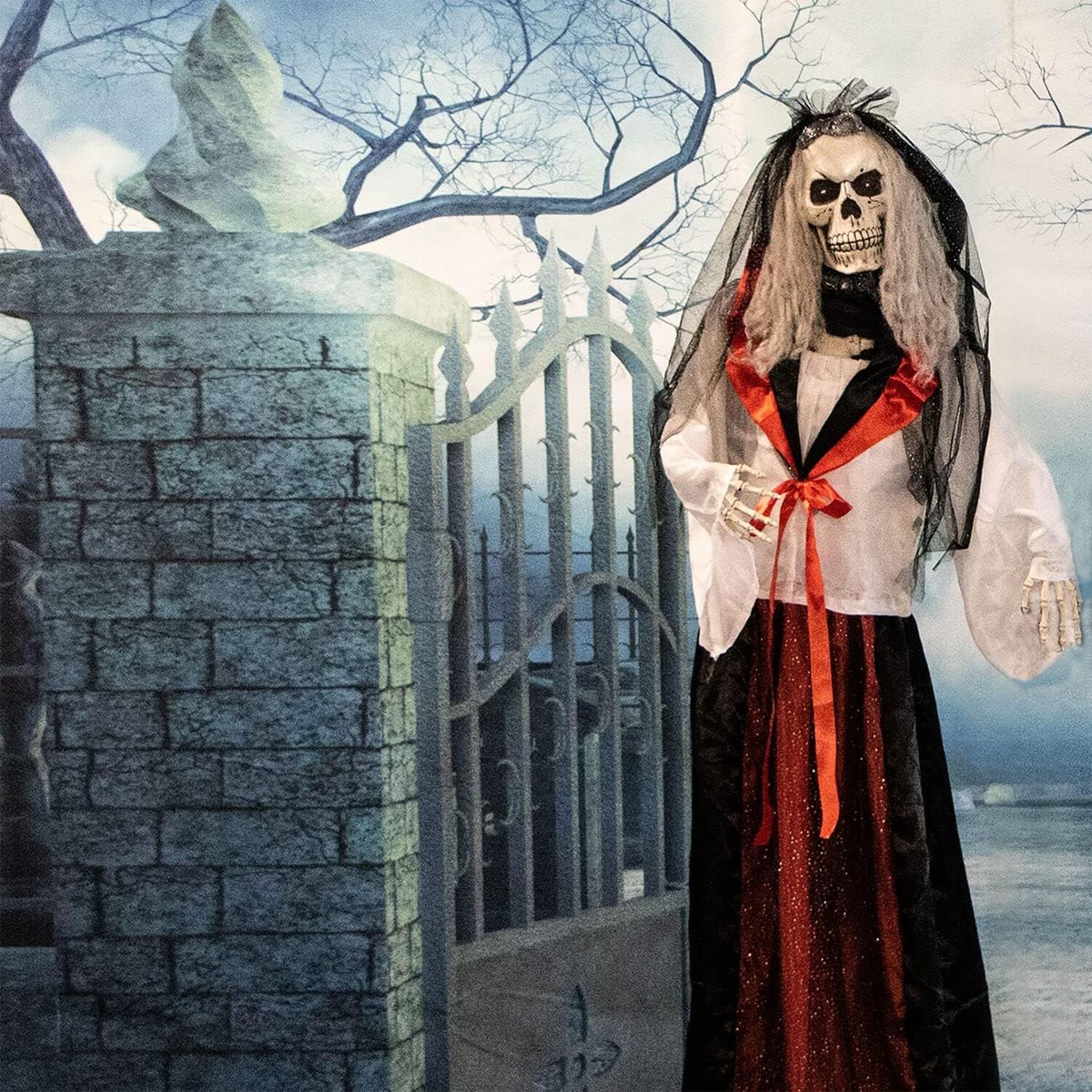 Edge Collections - 65" - Black - Haunted Zombie Bride Animatronic Prop ...