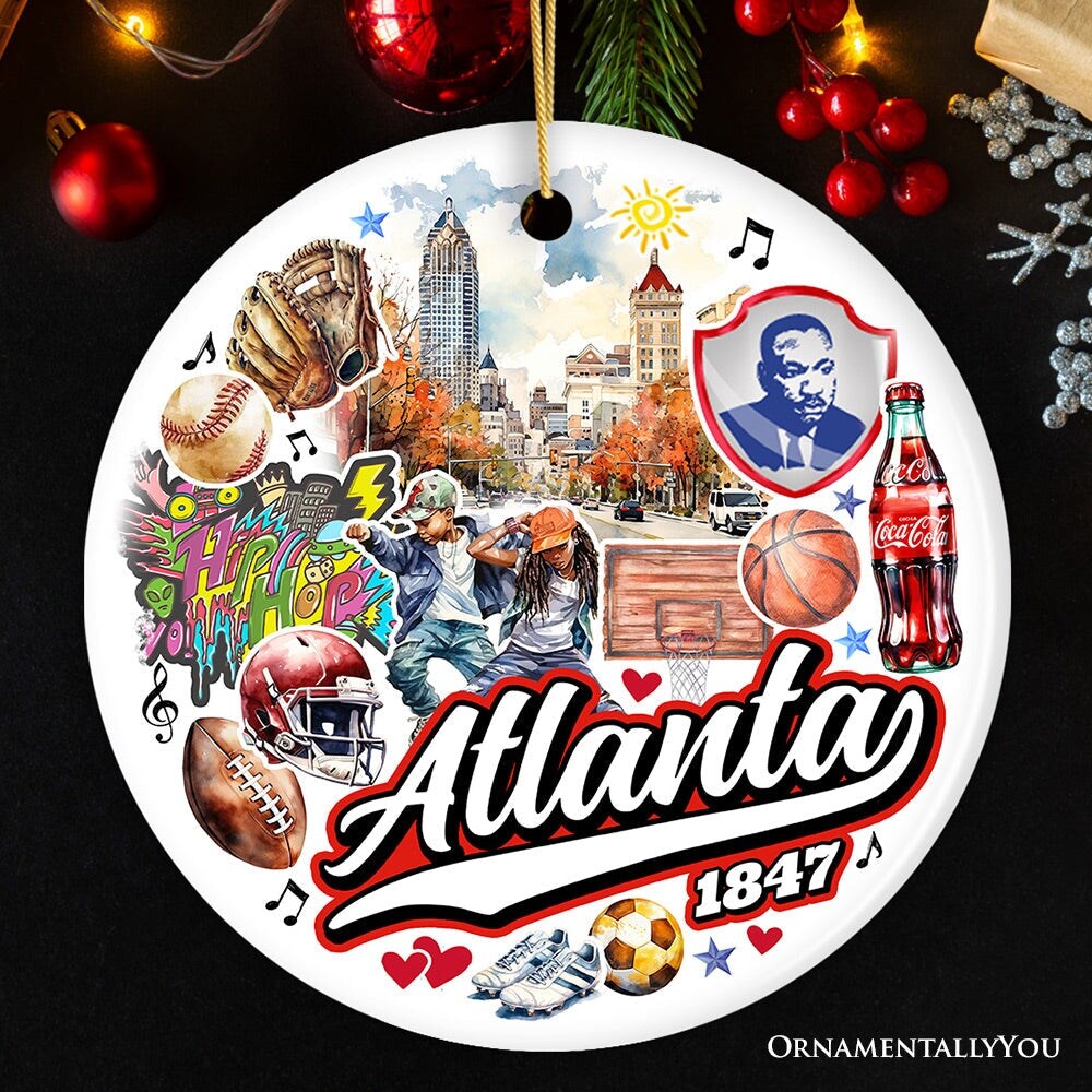 Artistic Canvas of Atlanta Ceramic Ornament, Vintage Georgia Cultural ...