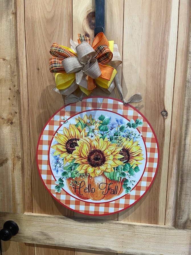 Fall Pumpkin Yard Sign - Sunflower Pumpkin Door Hanger - Farmhouse ...