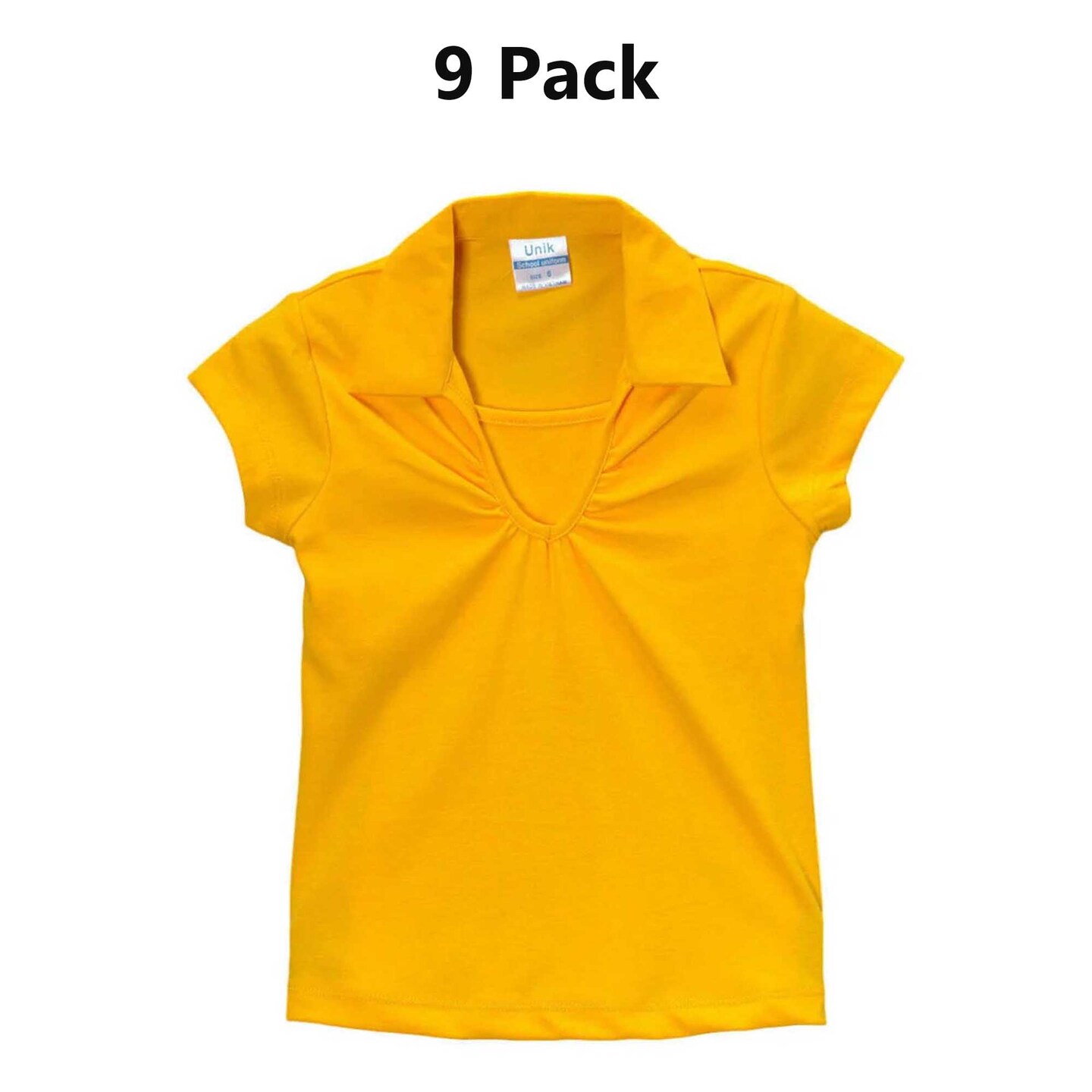Girl's Uniform V Neck Collar Shirt, Size: 12 Years, Color: Yellow ...