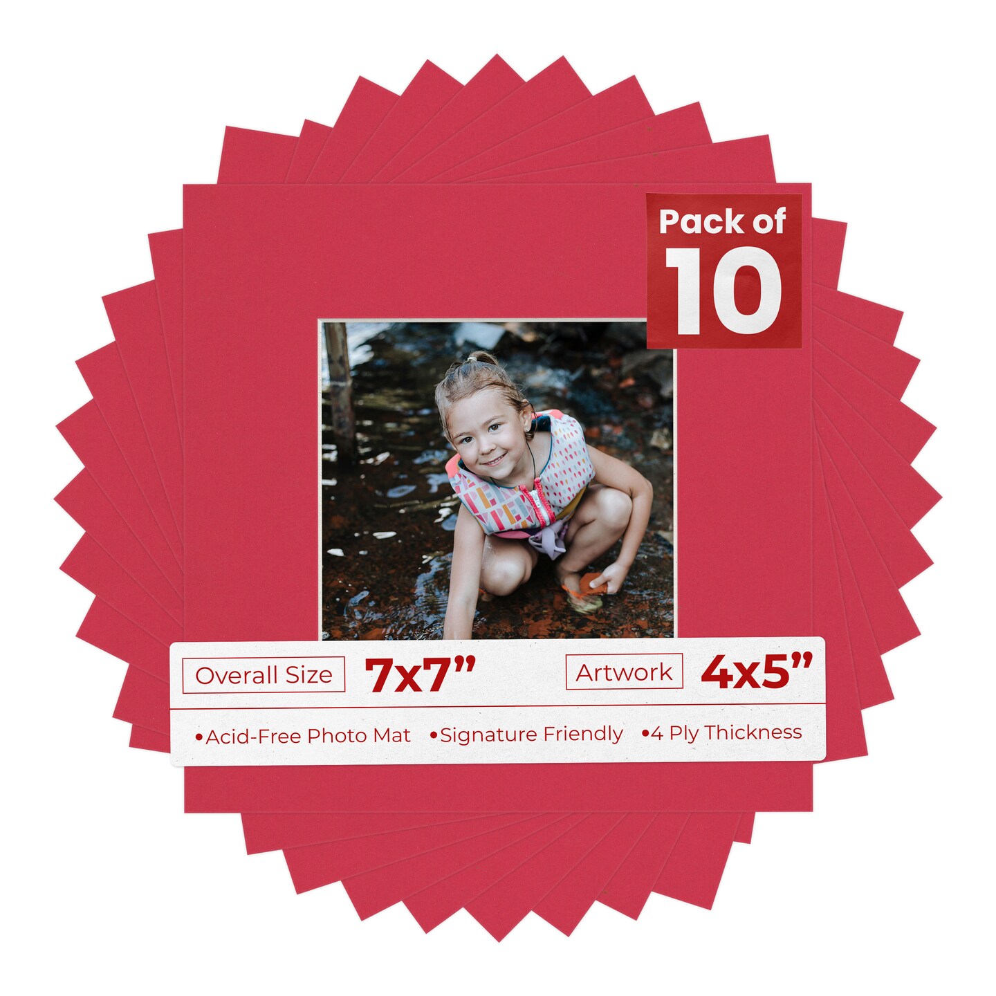 Deep Red Mat Board for 7x7 Frames - Fits 4x5 Photos, Color: Red, Count ...