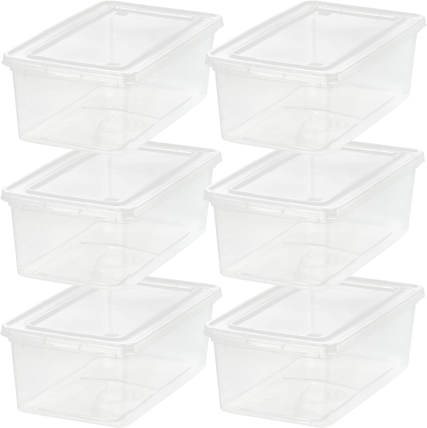 IRIS USA 6-Pack Plastic Storage Bins with Lids, 6 Quart, Shoe Boxes ...