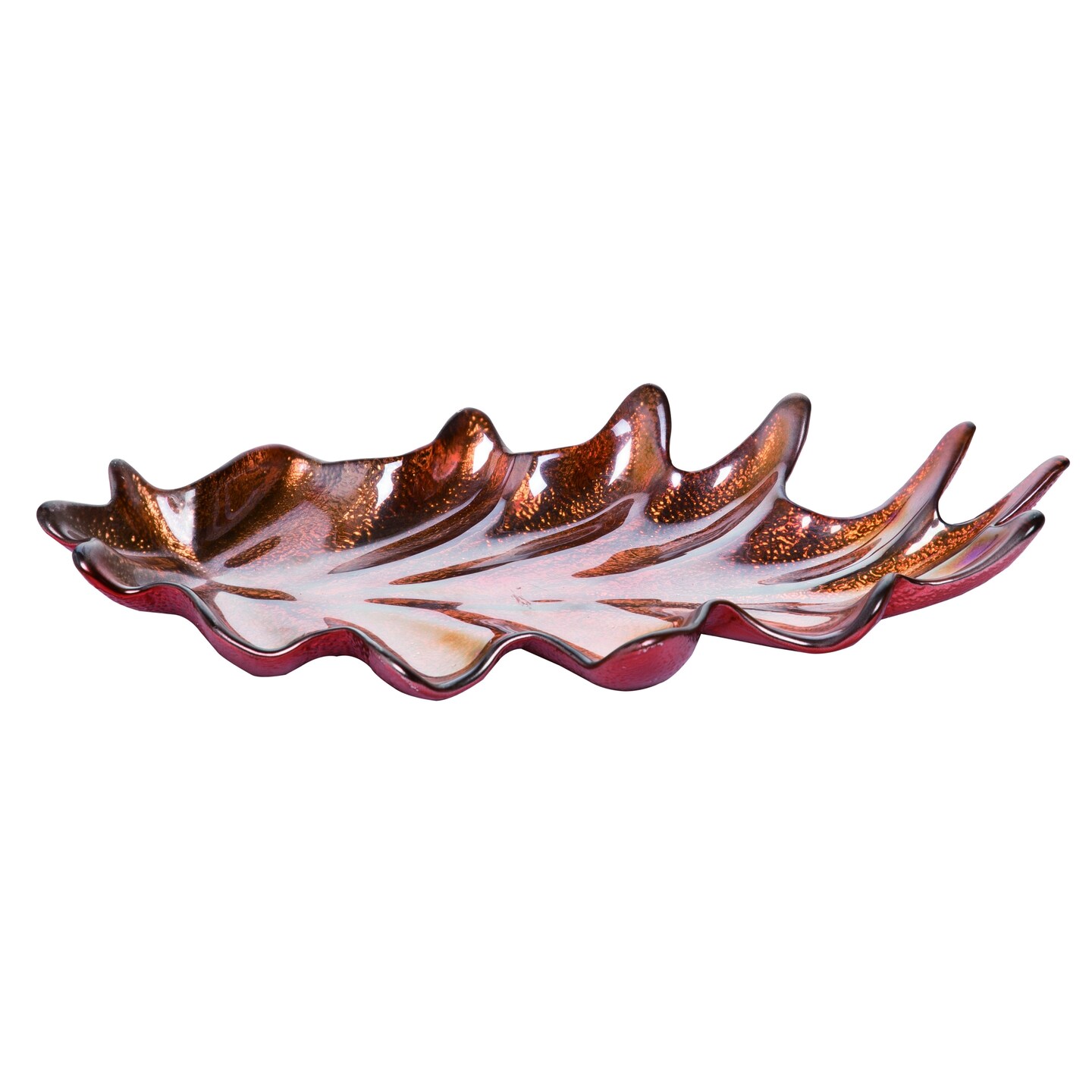 Transpac Glass 6.5" Orange Harvest Fallen Leaf Plate, Decorative Tray ...