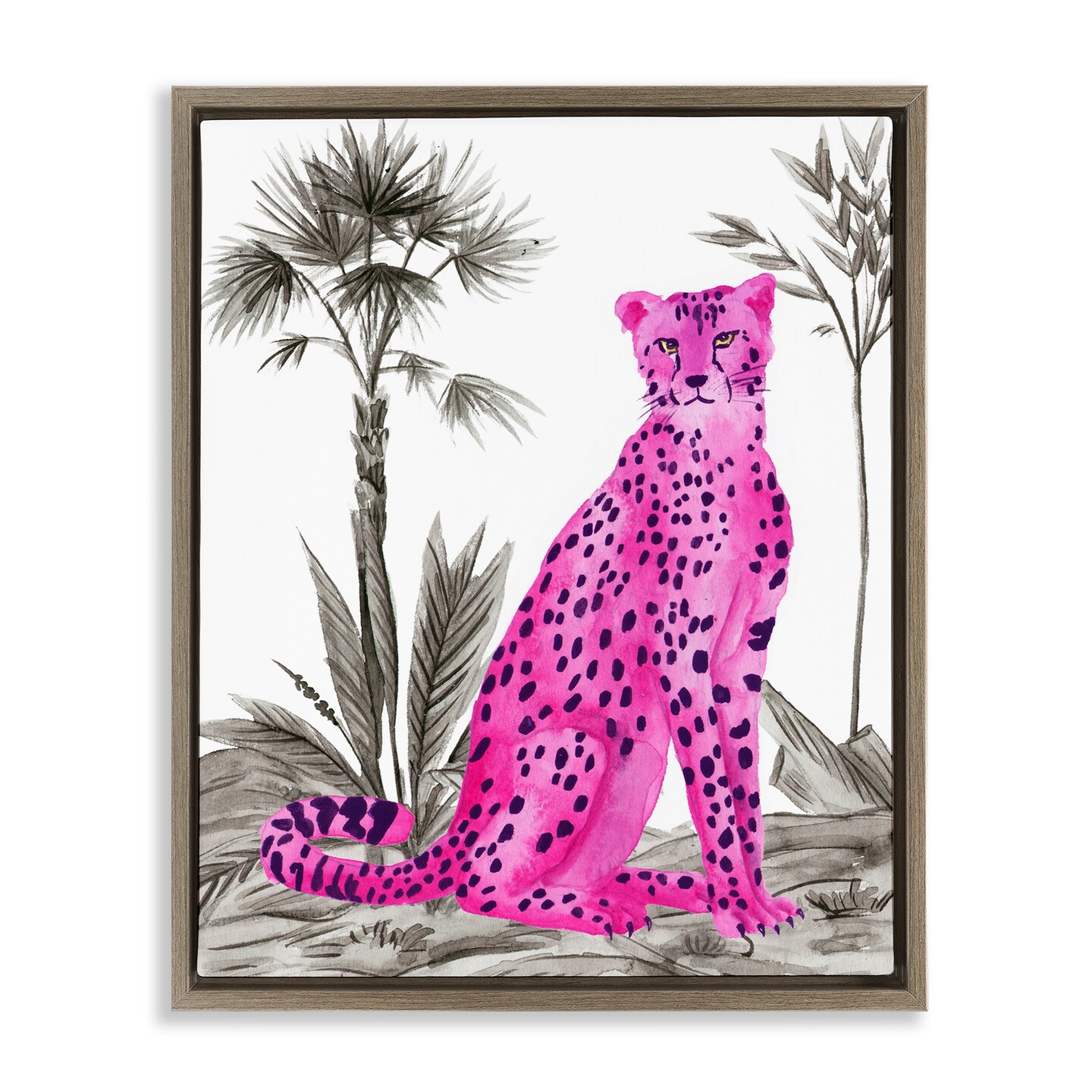 Stupell Industries Neon Leopard Prowl Floating Frame By Melissa Wang ...