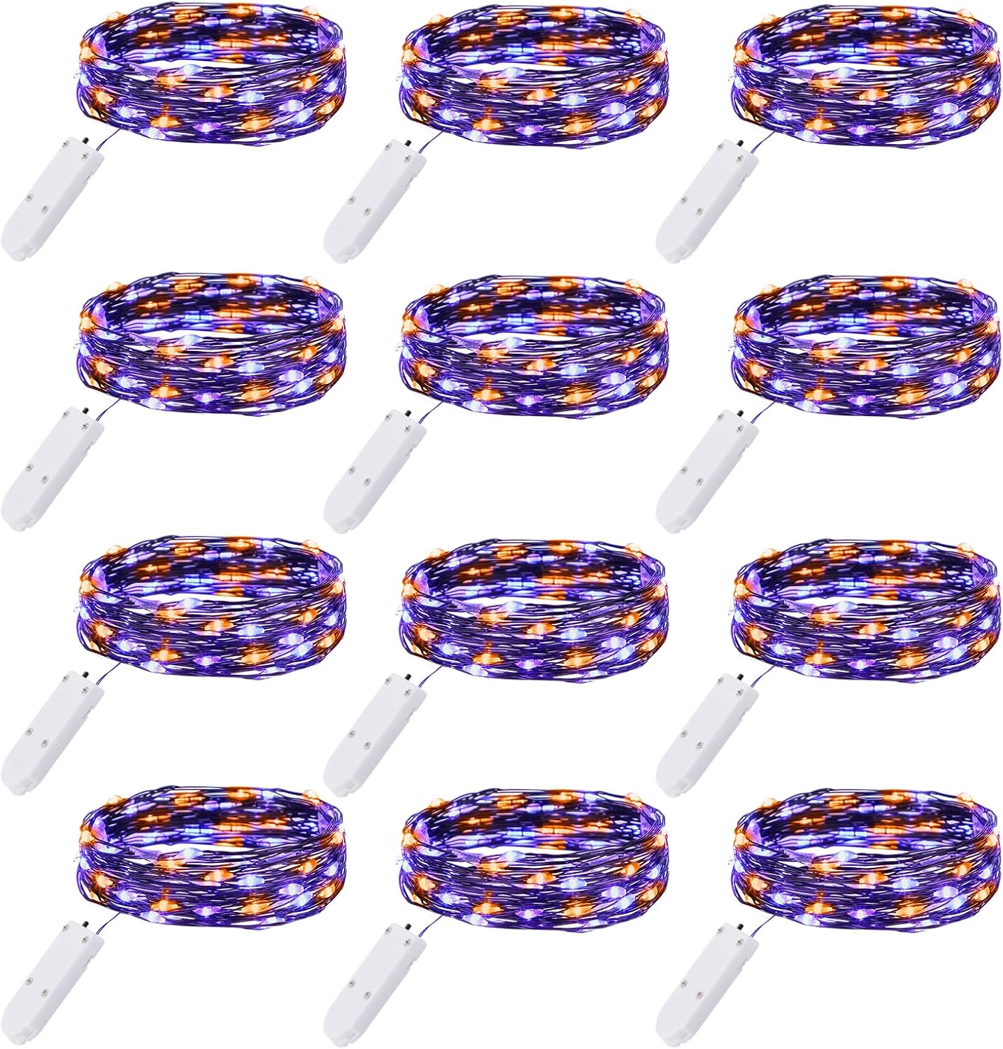 12-Pack 7FT Multi-Color LED Fairy Lights – Battery Operated, Waterproof ...