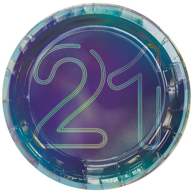Finally 21 7" Round Iridescent Paper Plates - 8ct | Michaels