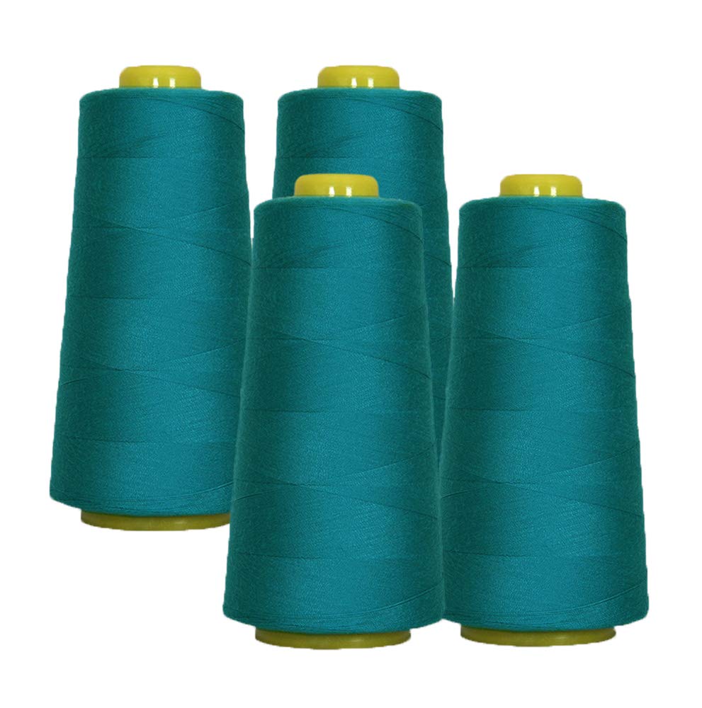 4-Pack Aquamarine All Purpose Sewing Thread Cones (6000 Yards Each) of ...