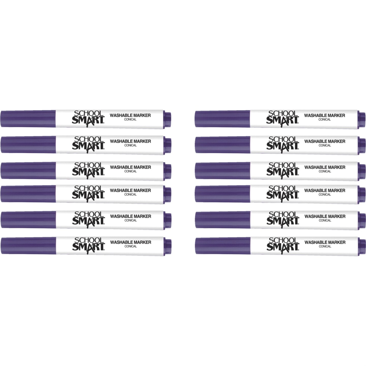 School Smart Washable Art Markers, Conical Tip, Purple, Pack of 12 ...