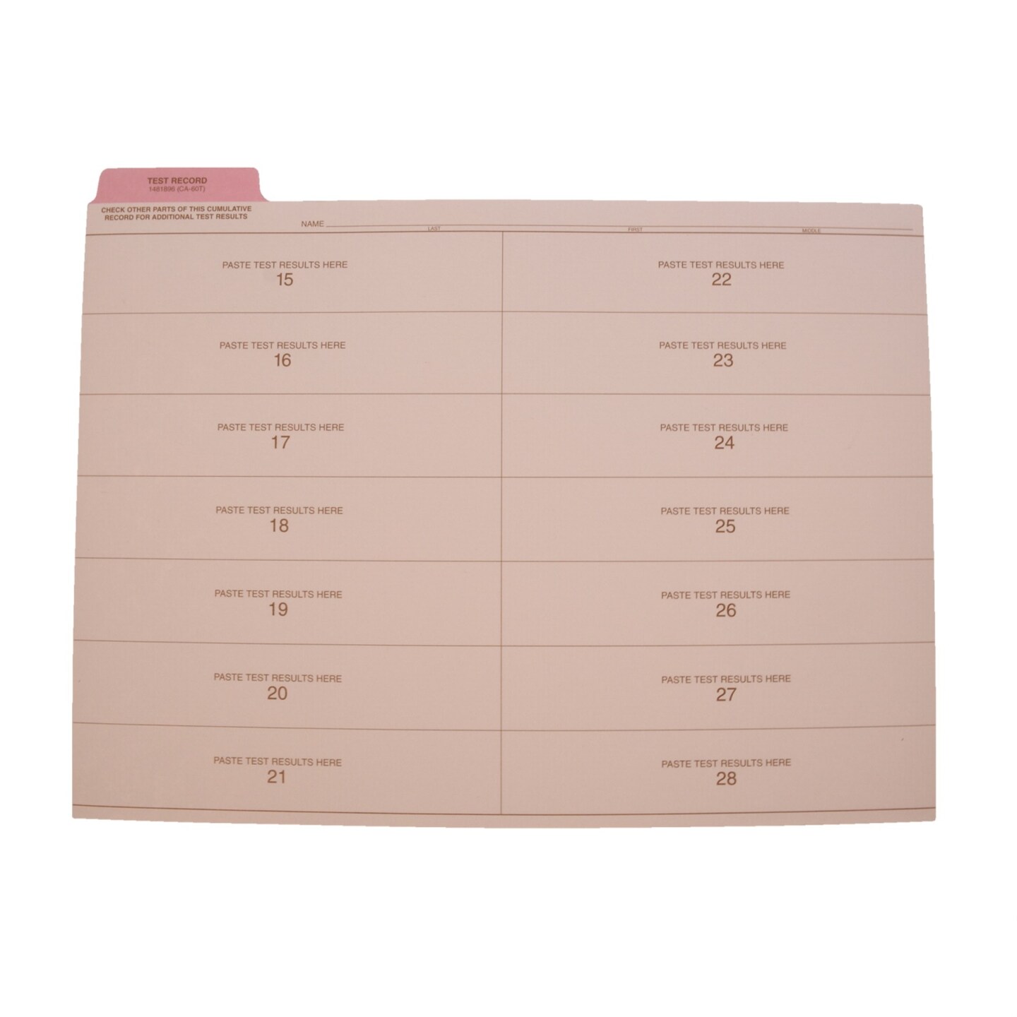 Hammond & Stephens Test Record Insert, 11-3/4 x 9-1/4 Inches, Pink Tab ...