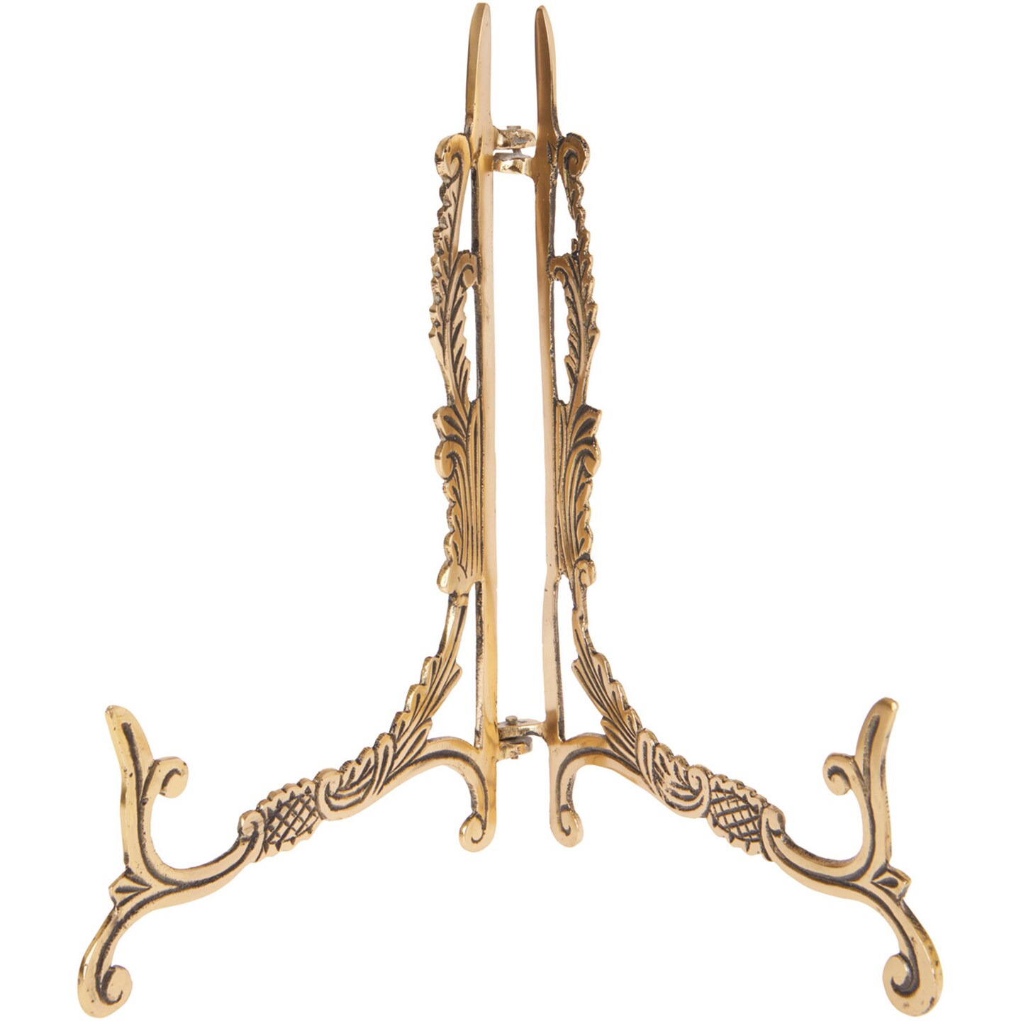 Bard's Ornate Hinged Antique Brass Plate Stand, 9.5" H x 8" W x 7" D ...