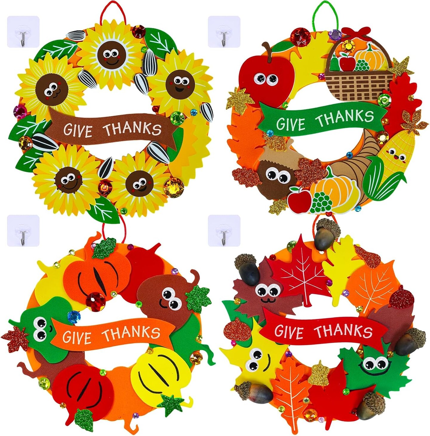 12 Sets Give Thanks Fall Wreath Signs Craft Kits | Michaels
