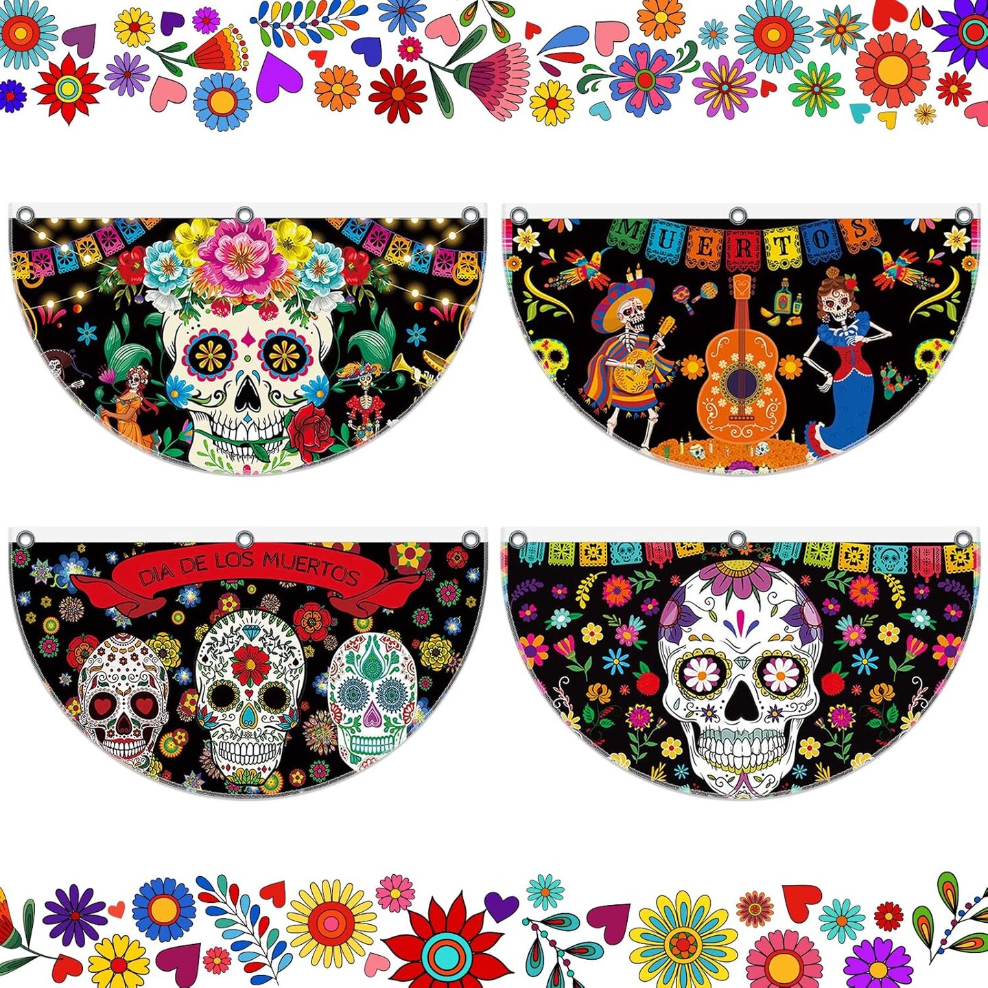 4 Pack Halloween Skull Fan Flag (Skull) 17.7"L x 30.4"W | Michaels