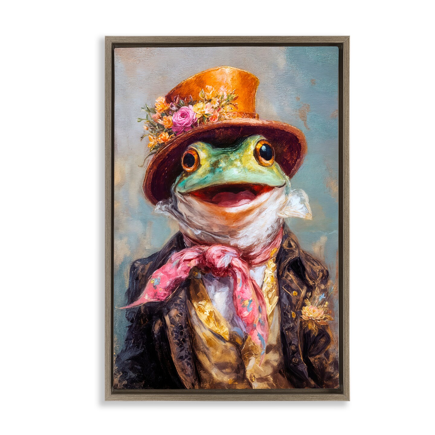 Victorian Frog Portrait Floating Frame Canvas Art | Michaels