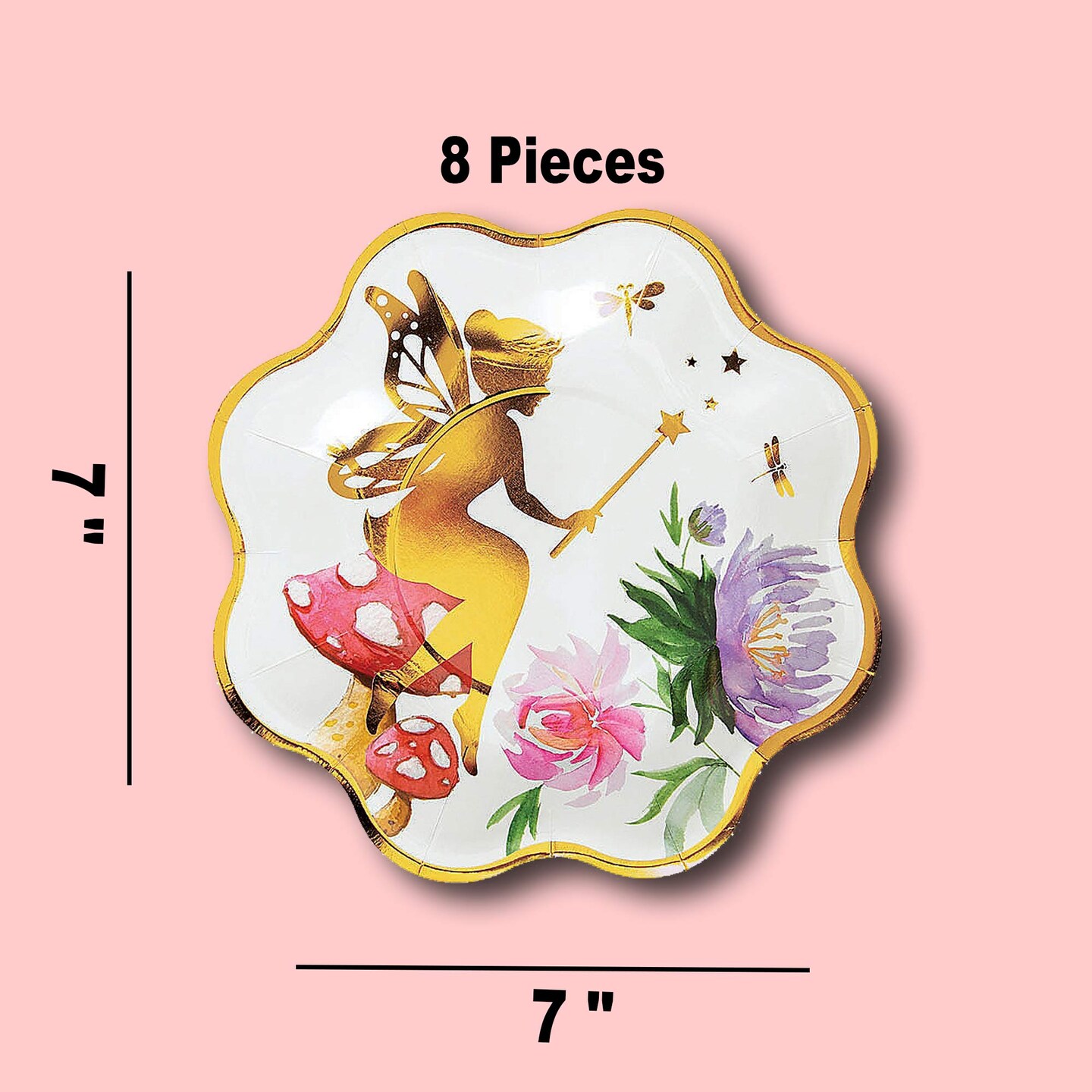 8 Count Iridescent Fairy Scalloped Dessert Plates 7" Paper Plates for ...
