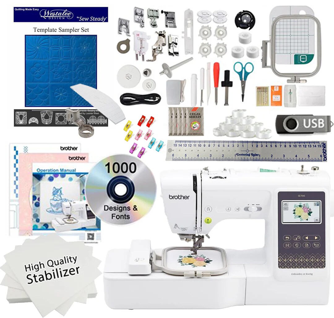 Brother SE700 Sewing and Embroidery Machine 4x4 With Quilting Bundle ...