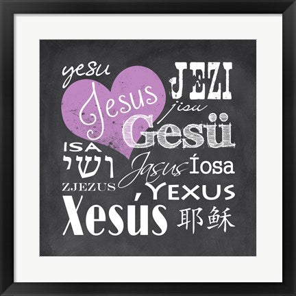 Framed Art Jesus in Different Languages with Heart by Veruca Salt Wall ...