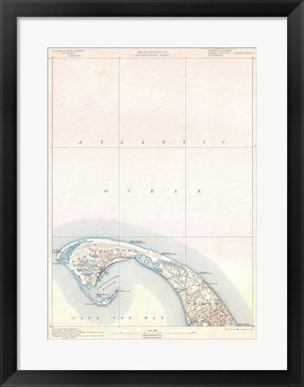 Framed Art 1900 U.S. Geological Survey Map of Provincetown, Cape Cod ...