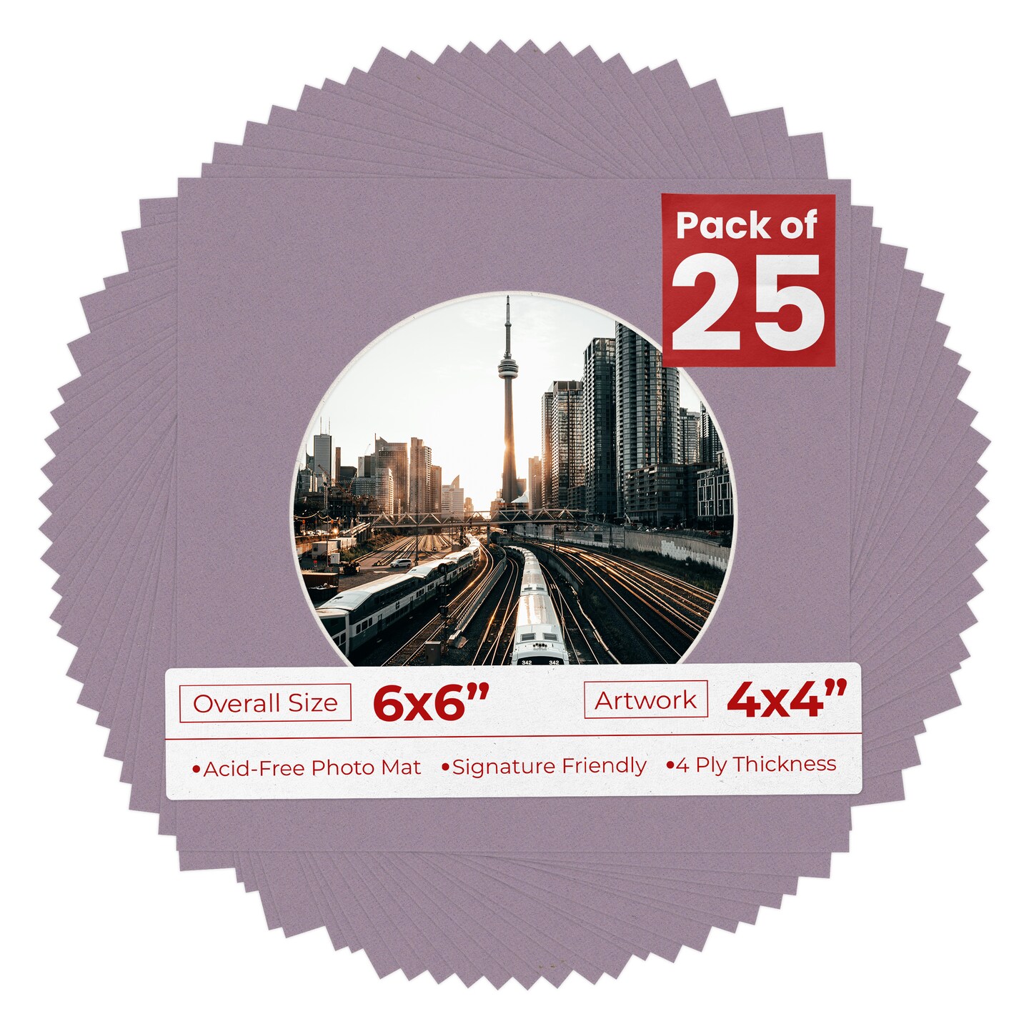 Grape Purple Mat Board for 6x6 Frames - Circle Opening for 4x4 Photos ...