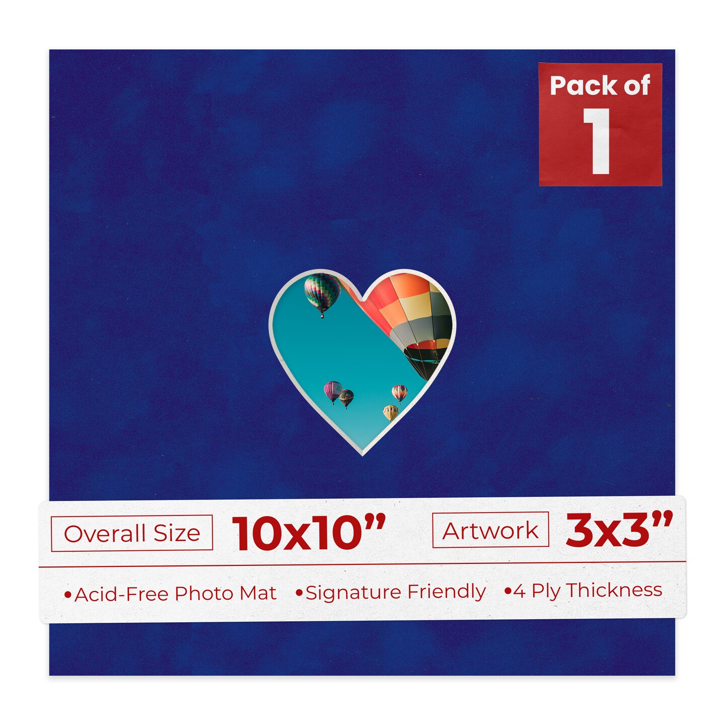 Royal Blue Suede Mat Board for 10x10 Frames - Heart Opening for 3x3 ...