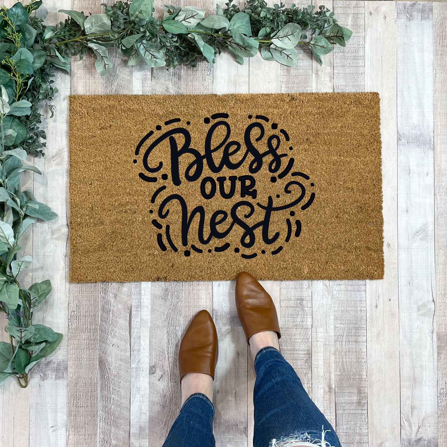 Bless our Nest Door Mat, Christian Doormat Large, 24x36 Outdoor Welcome ...