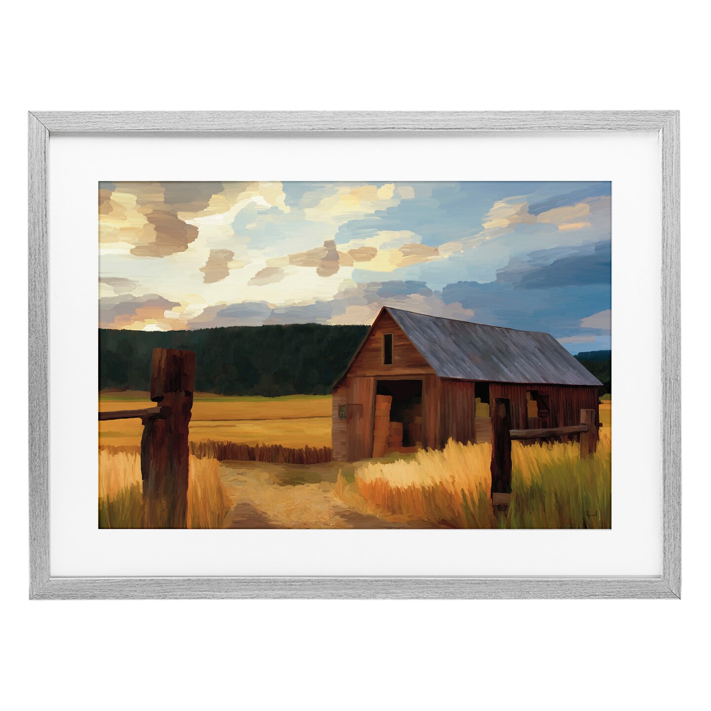 Stupell Industries Harvest Time Autumn Barn Framed Print Under Glass ...