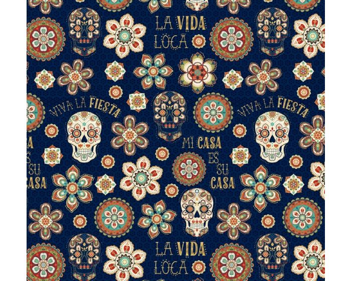 Sugar Skulls Fiesta Cotton Fabric | By The Yard | Sewing and Crafting ...