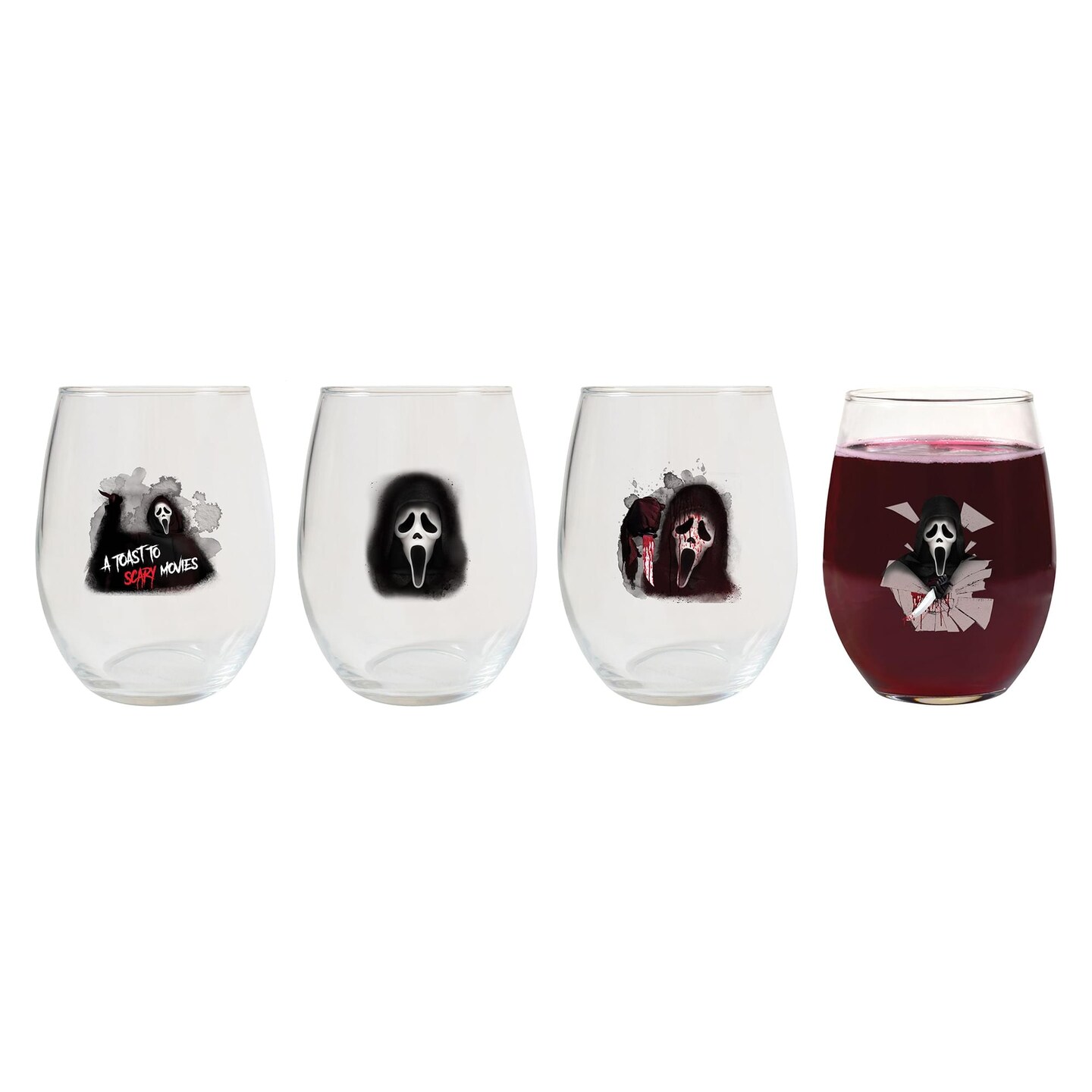 Scream Ghost Face Glass Wine Tumbler Set of 4 | Michaels