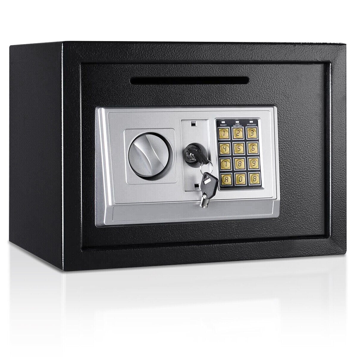 Black Solid Steel Digital Safe Box with Keypad, Override Key and ...