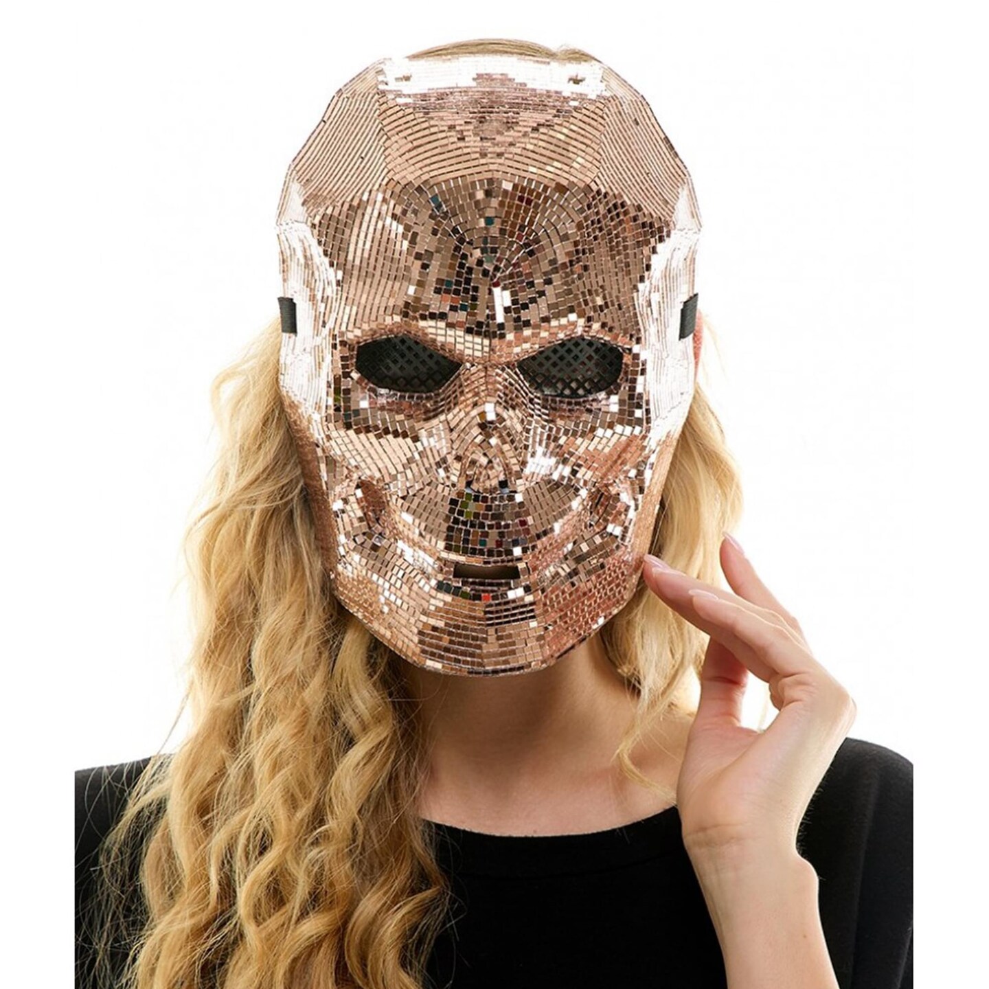 Bedazzled Rose Gold Mirror Skull Mask Adult Costume Accessory | Michaels