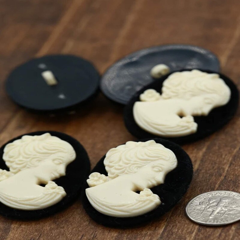 1 Pc Black Female Face Ivory Button Shank Loop | Michaels