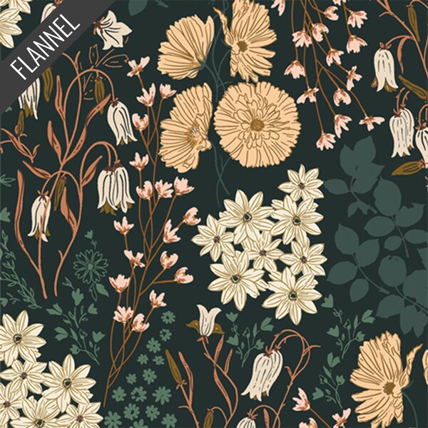 Bluebells and Buttercups Flannel in Lark (f-77600) | Art Gallery ...