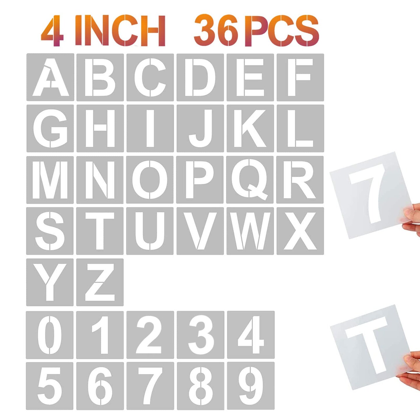 4 Inch Letter Stencils and Numbers, 36 Pcs Alphabet Art Craft Stencil ...