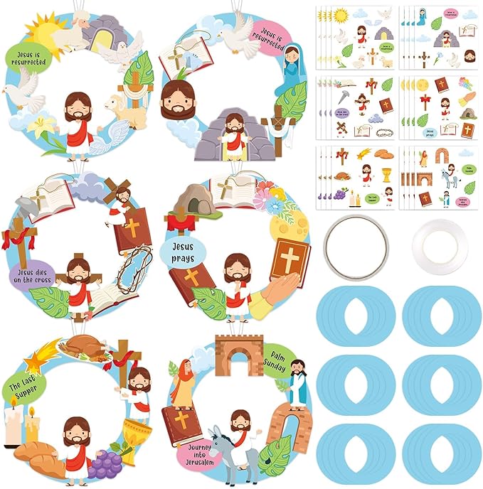 24 Set Easter Religious Wreath Crafts Kits DIY Hanging Decor Christian ...