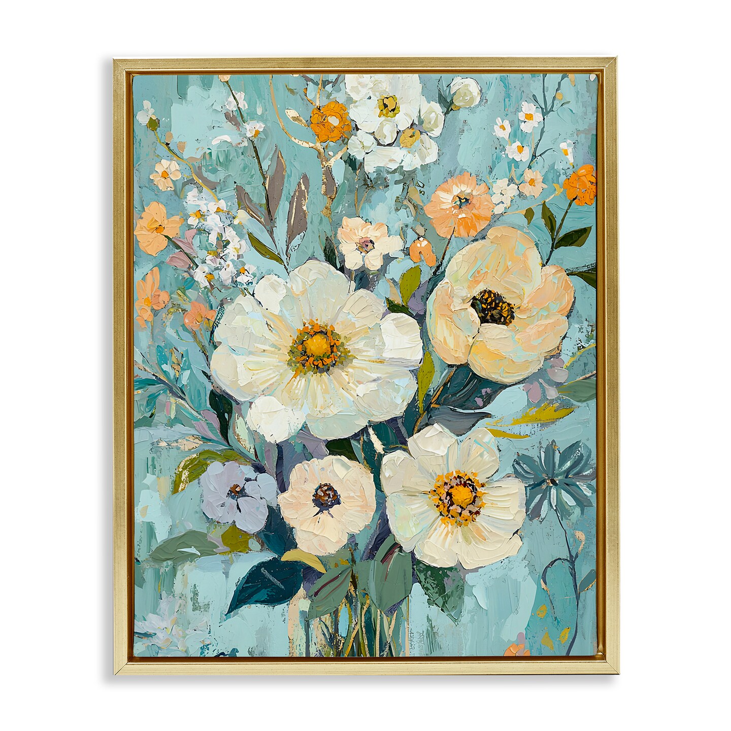 Stupell Industries Mixed Cream Flowers Arrangement Floating Frame Design by Franklyn Gregory ...