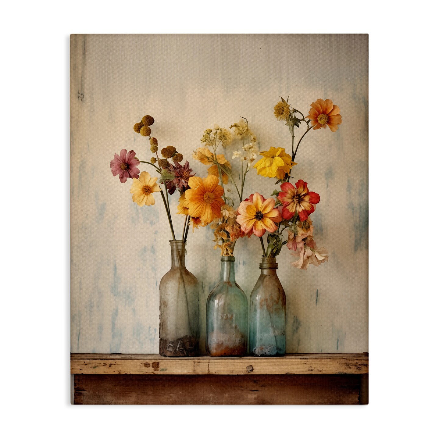 Stupell Industries Rustic Spring Flowers Shelf Canvas Design by ...