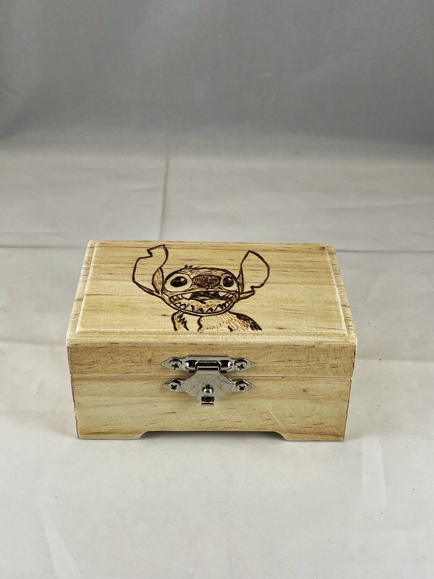 Stitch Wood Burned Small Trinket Box, Wood Burning Art Pyrography ...