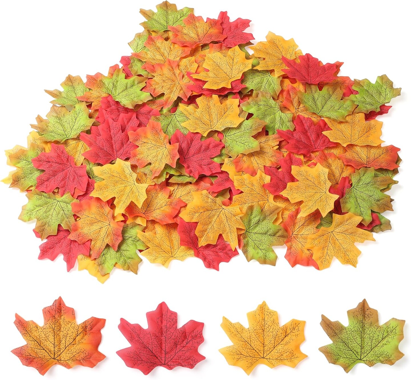 400PC Fake Fall Leaves Autumn Fall Decor Maple Leaf,4 Colors | Michaels